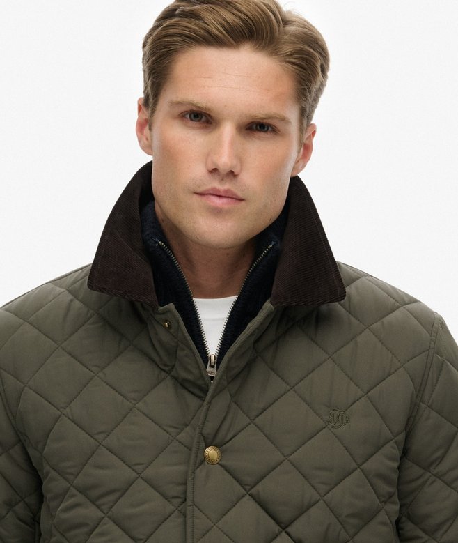 mens Quilted Estate Coach Jacket in Army Khaki | Superdry UK