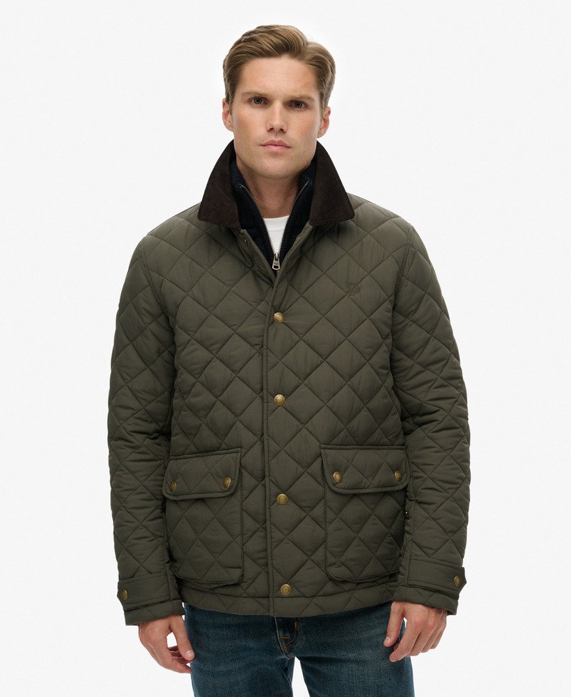 mens Quilted Estate Coach Jacket in Army Khaki | Superdry US