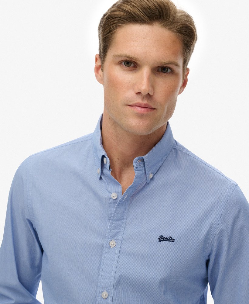 mens Essentials Tailored Lite Shirt in MICRO TICKING STRIPE INDIGO ...
