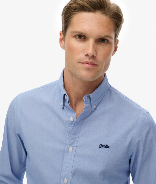 mens Essentials Tailored Lite Shirt in MICRO TICKING STRIPE INDIGO | Superdry UK