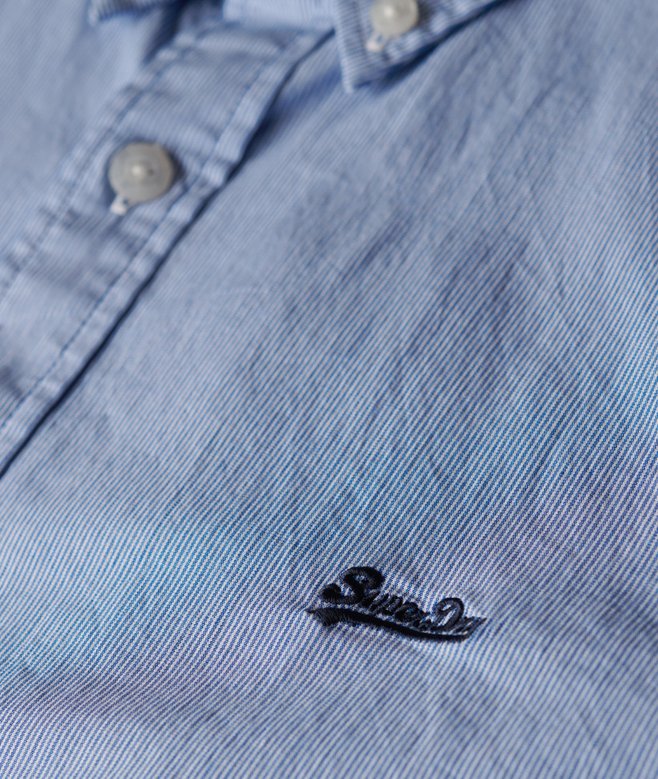 Heren Essentials Tailored Lite overhemd in micro ticking stripe indigo ...