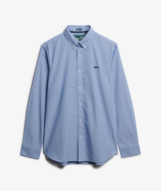 Heren Essentials Tailored Lite overhemd in micro ticking stripe indigo ...