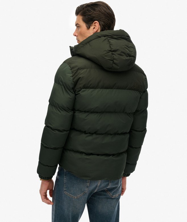 mens Colourblock Hooded Puffer Jacket in Surplus Goods Olive Green ...