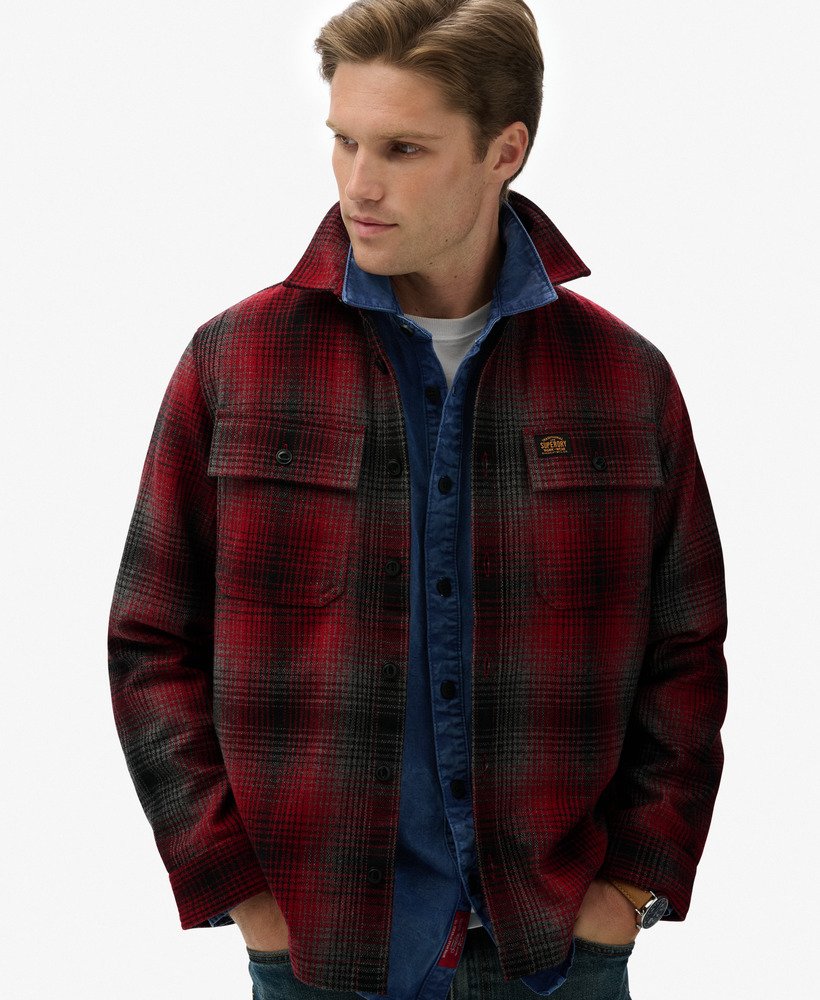 mens Wool Blend Miller Overshirt in WESTERN OMBRE RED | Superdry UK