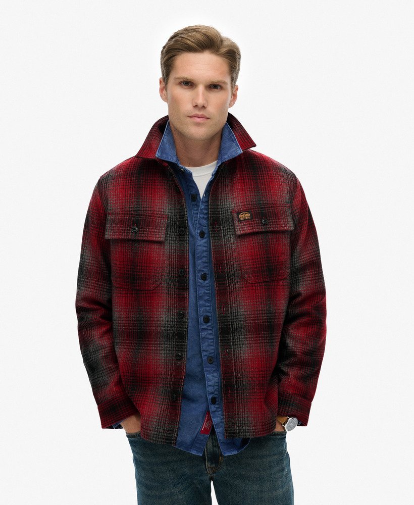 mens Wool Blend Miller Overshirt in WESTERN OMBRE RED | Superdry UK