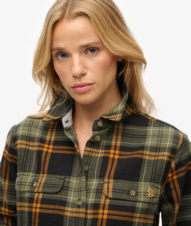 Dames Lumberjack Geruite Flanellen Overhemd in Zwart/groen geruit ...