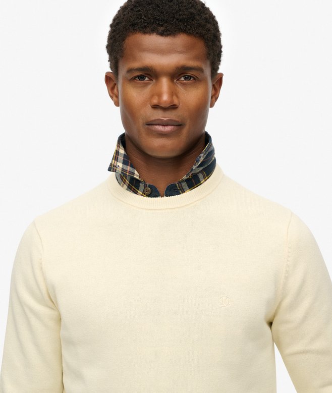 mens Essentials Cotton Jumper in Classic Cream | Superdry US
