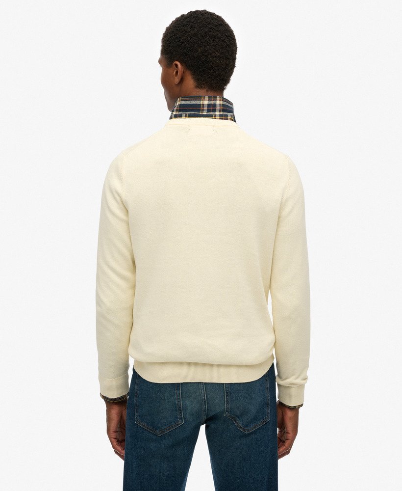 mens Essentials Cotton Jumper in Classic Cream | Superdry UK
