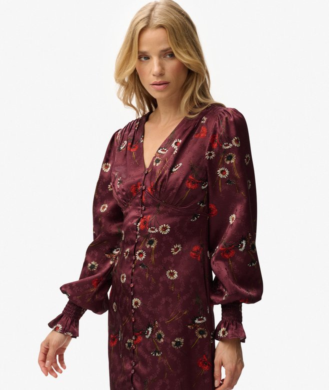 dame Jacquard minikjole med lange ermer i Midnattseng | Superdry NO