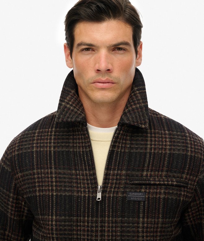 mens Wool Blend Check Ranch Jacket in Mercantile Brown Check | Superdry UK