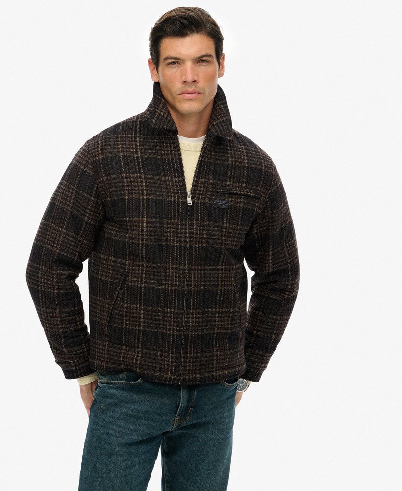 mens Wool Blend Check Ranch Jacket in Mercantile Brown Check | Superdry UK