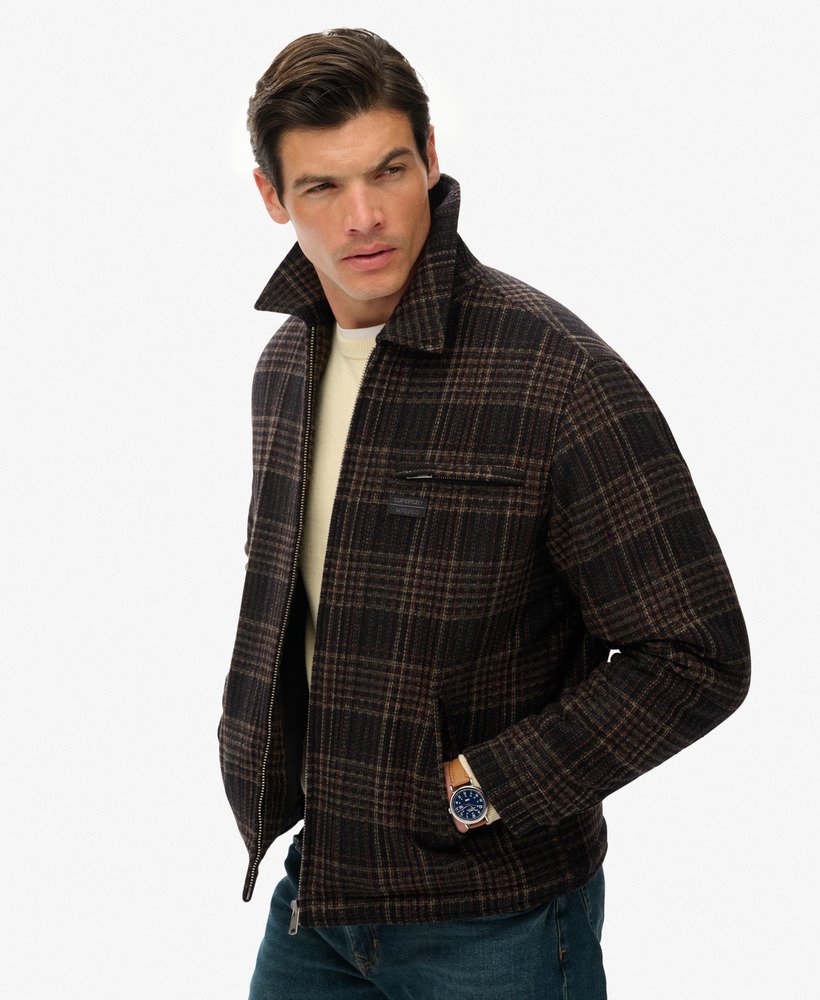 mens Wool Blend Check Ranch Jacket in Mercantile Brown Check | Superdry UK