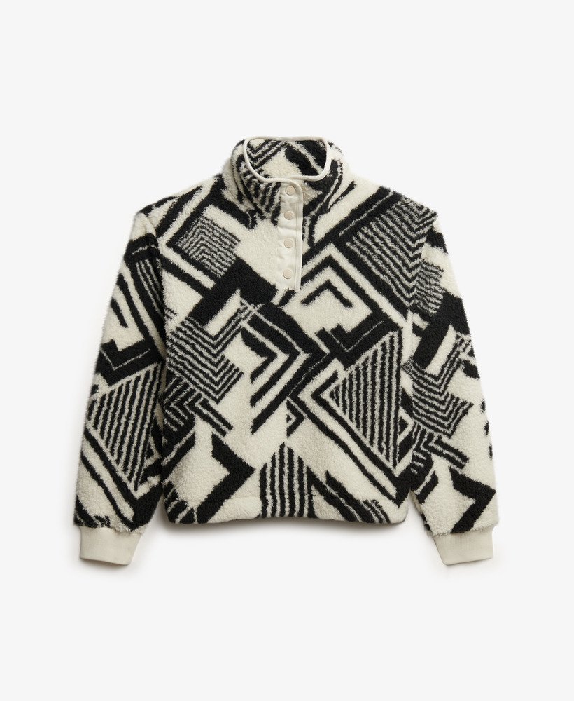 Mujer Forro Polar Teddy Estampado Súper Suave en Mono Aztec blanco roto ...