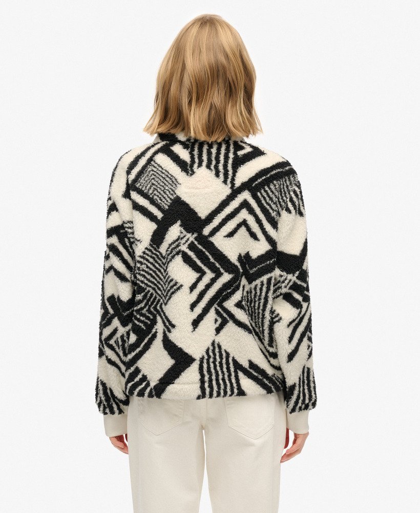 Mujer Forro Polar Teddy Estampado Súper Suave en Mono Aztec blanco roto ...