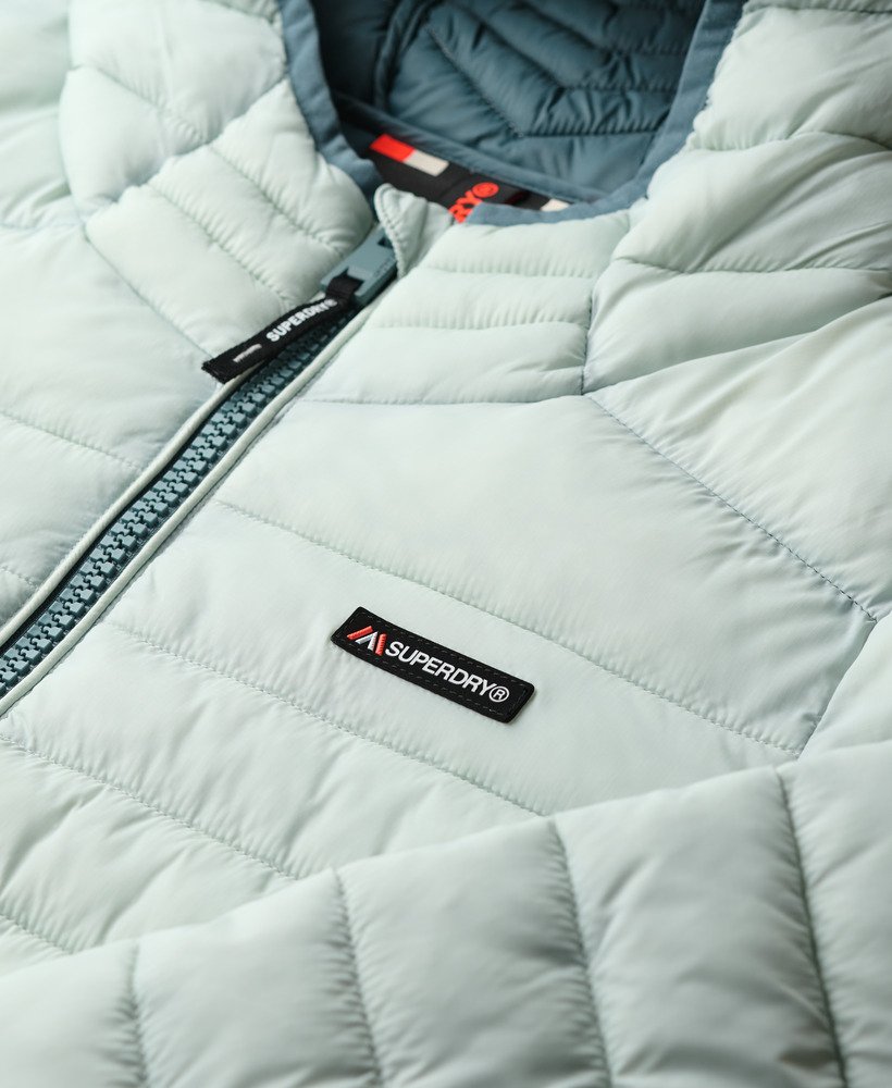 womens Hooded Fuji Lite Mid Length Padded Jacket in Puritan Grey ...