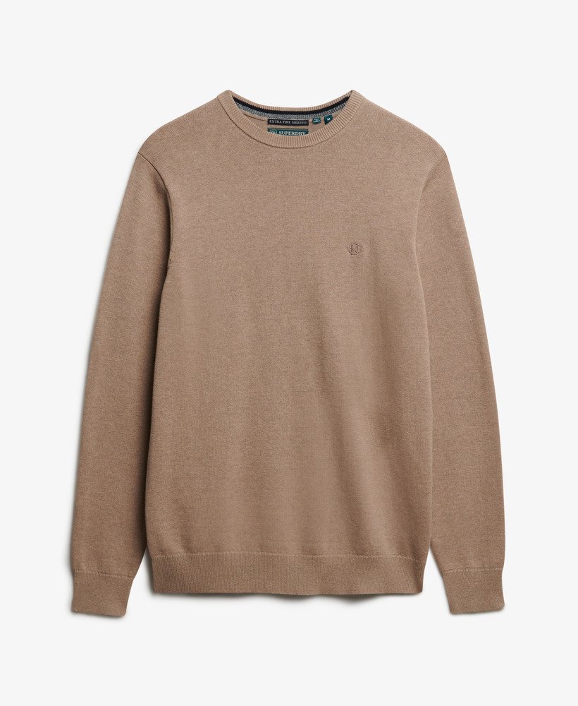 mens Essentials Cotton Jumper in TAUPE MARL/CALIFORNIA BLUE | Superdry UK
