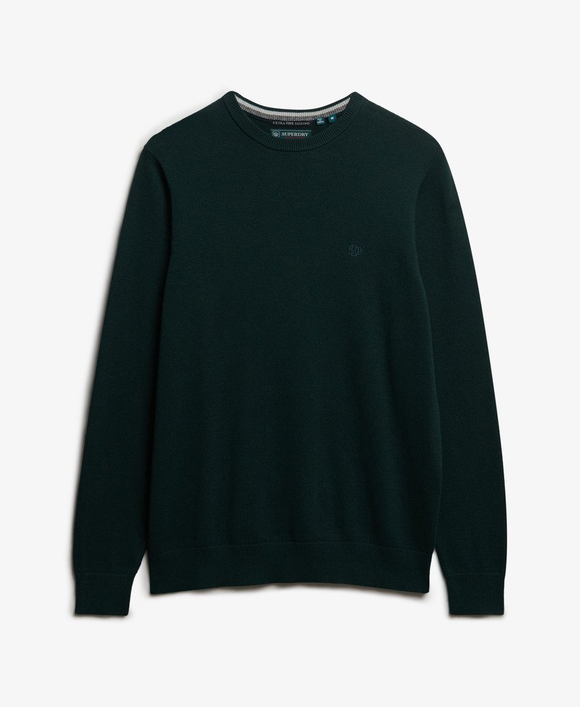 mens Essentials Cotton Jumper in Enamel Green Marl | Superdry UK