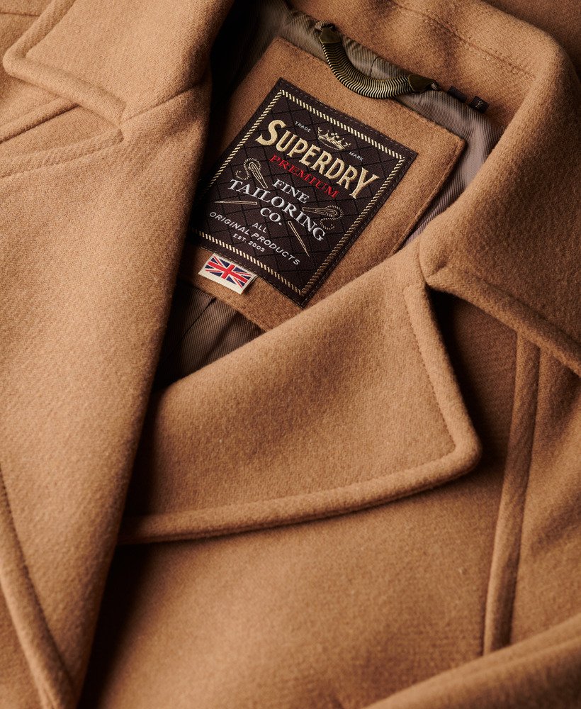 womens Relaxed Long Wool Blend Coat in Iced Coffee Brown | Superdry UK