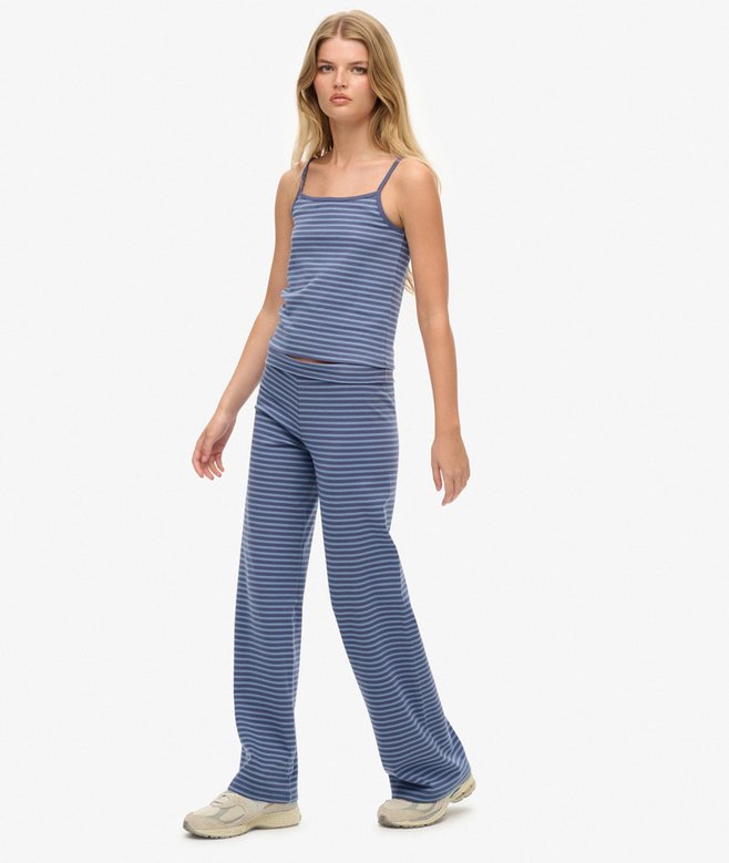 womens Athletic Essentials Fold Over Joggers in Mariner Navy/Tidal Blue ...
