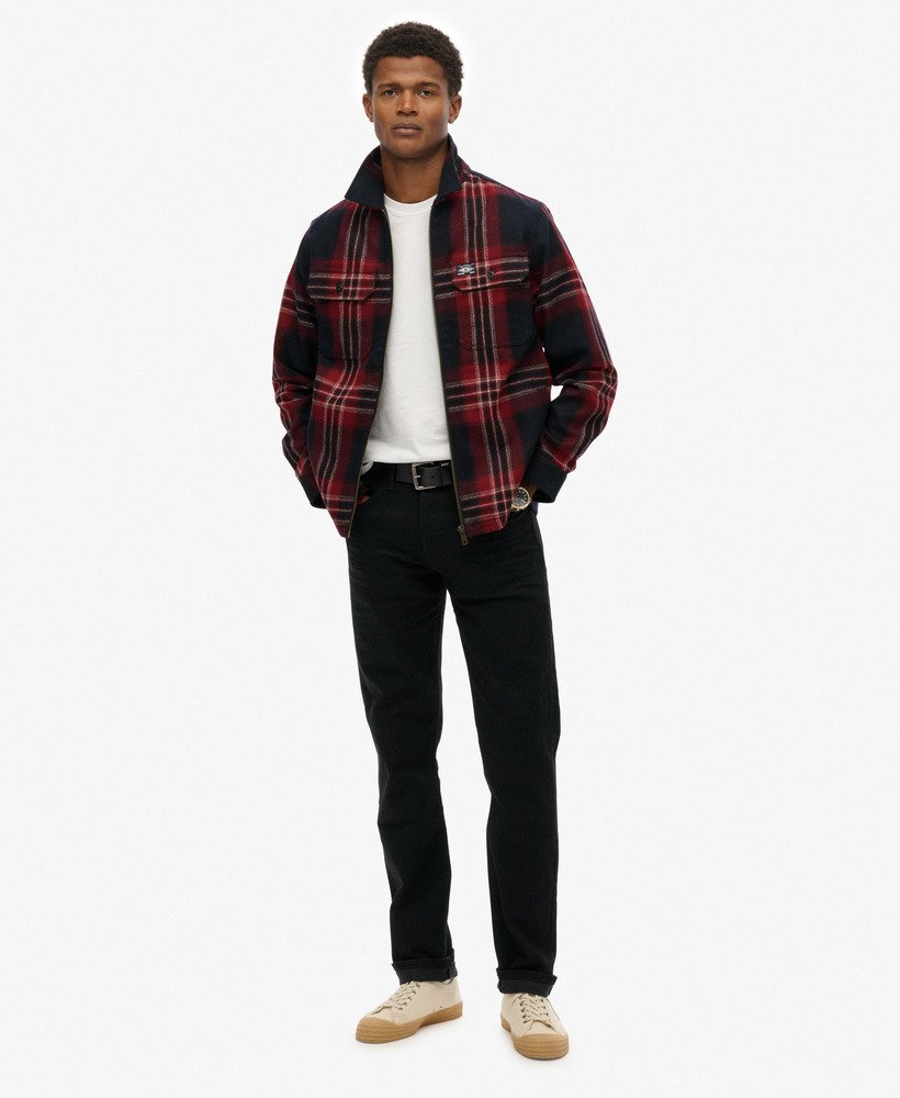 mens Wool Blend Miller Zip Overshirt in Michigan Check Navy | Superdry UK