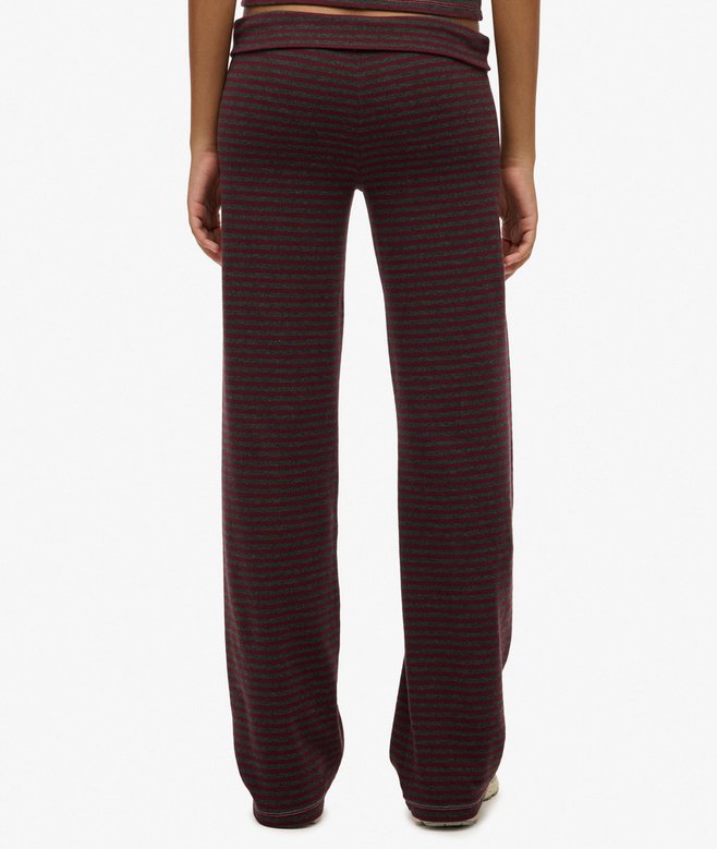 womens Athletic Essentials Fold Over Joggers in Port Red/Charcoal ...