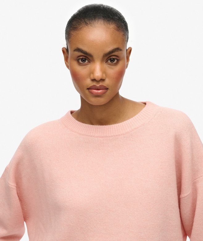 womens Slouchy Crew Neck Jumper in Dull Pink Twist | Superdry UK