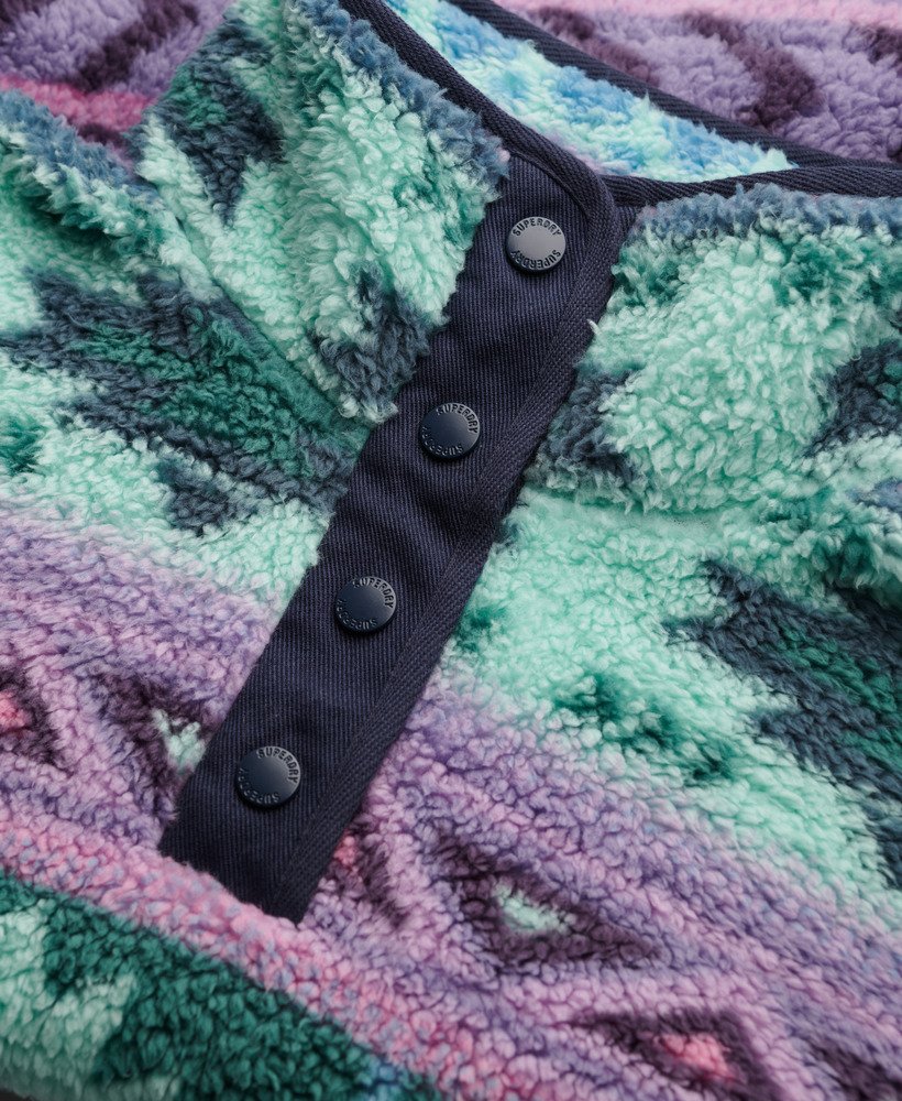 womens Super Soft Printed Teddy Fleece in Linear Aztec Navy | Superdry UK