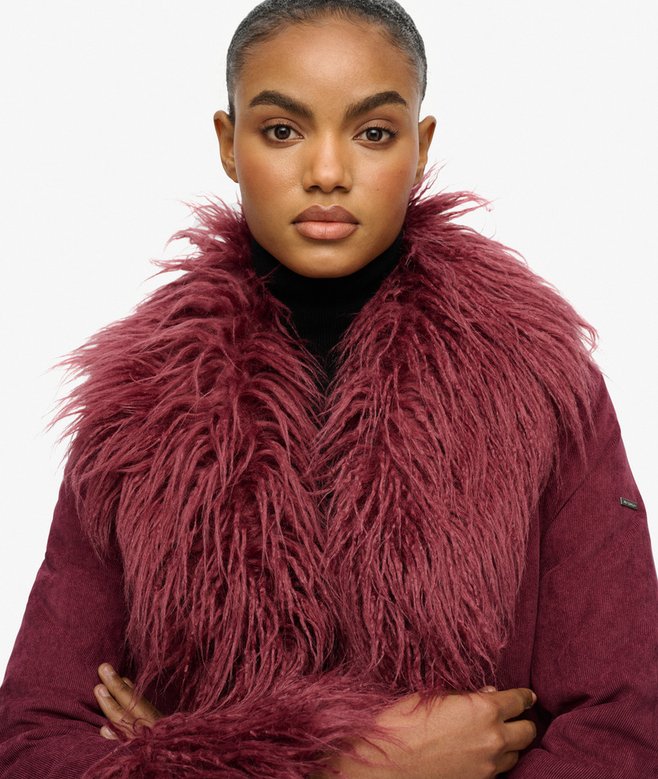 womens Long Afghan Coat in Berry Jam Purple | Superdry UK
