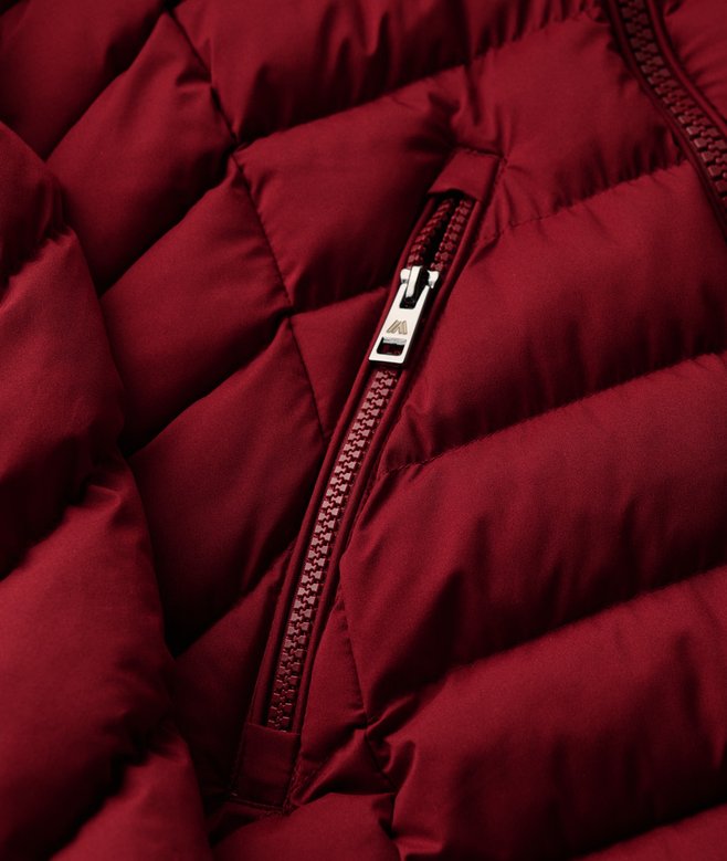 womens Fuji Faux Fur Hooded Mid Length Coat in Wine Red | Superdry UK