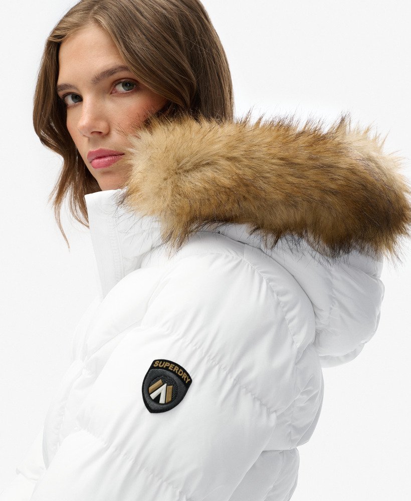 womens Fuji Belted Puffer Jacket in Bright White | Superdry UK