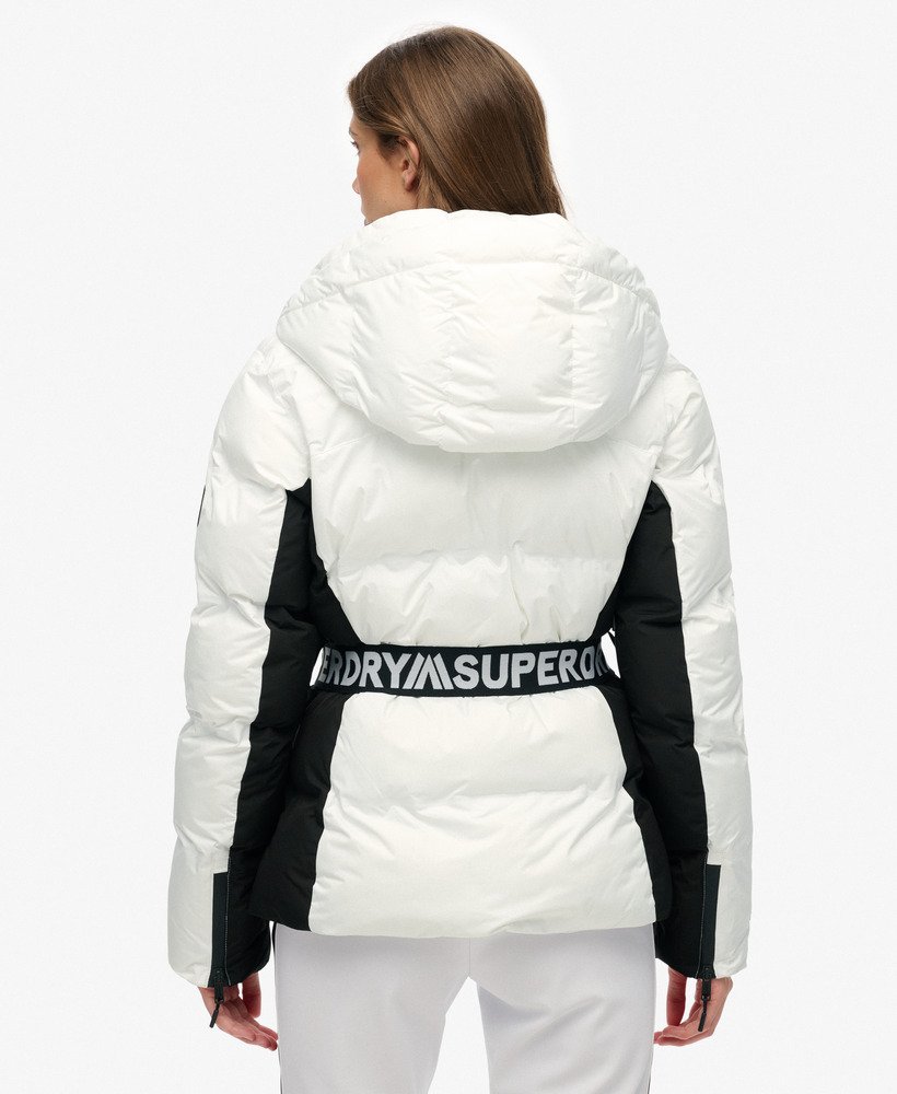 womens Luxe Belted Ski Padded Jacket in OPTIC | Superdry UK