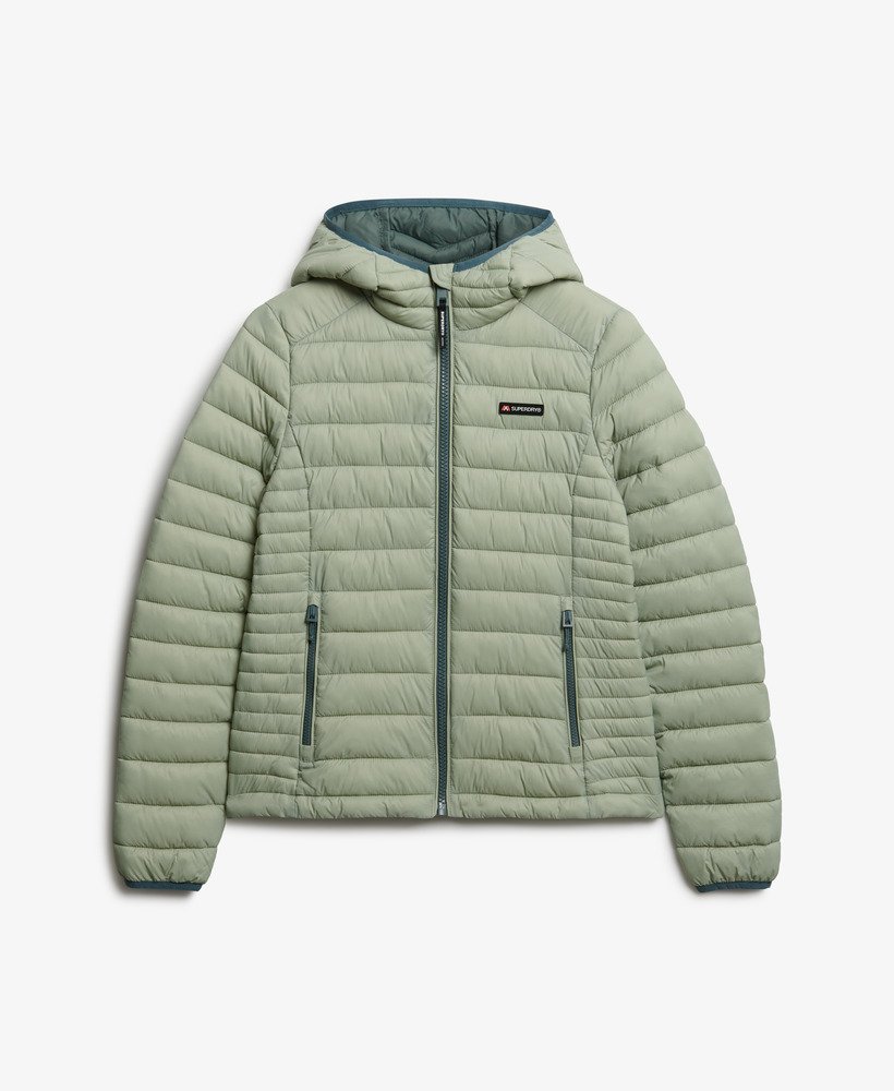 womens Hooded Fuji Lite Padded Jacket in Dusty Sage | Superdry UK