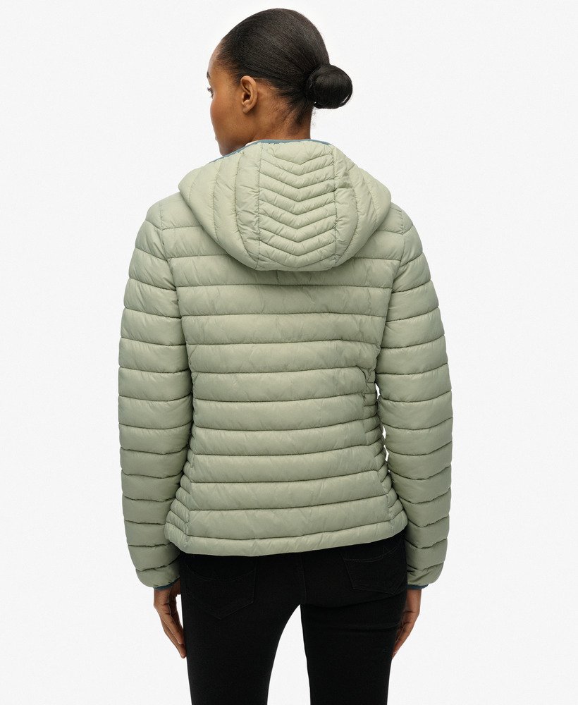 womens Hooded Fuji Lite Padded Jacket in Dusty Sage | Superdry UK