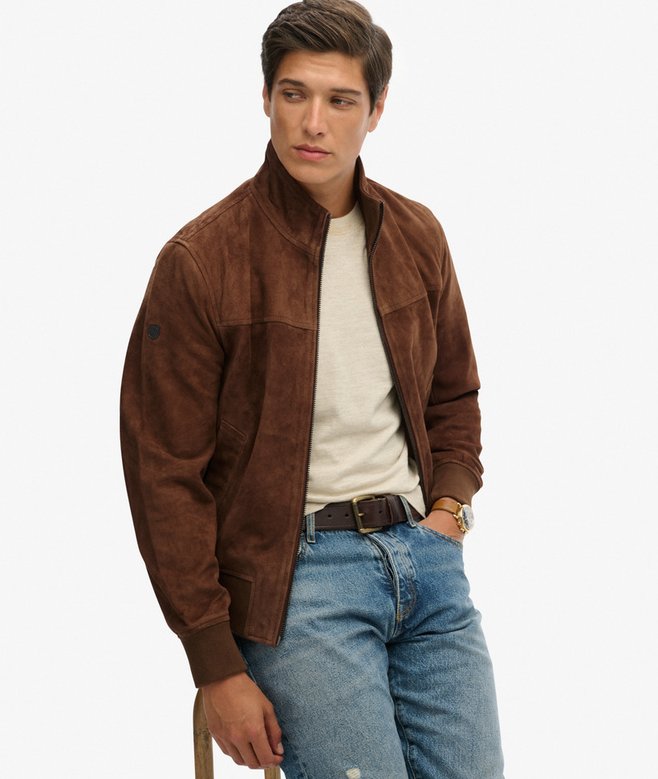 mens Modern Leather Sports Jacket in BROWN | Superdry UK