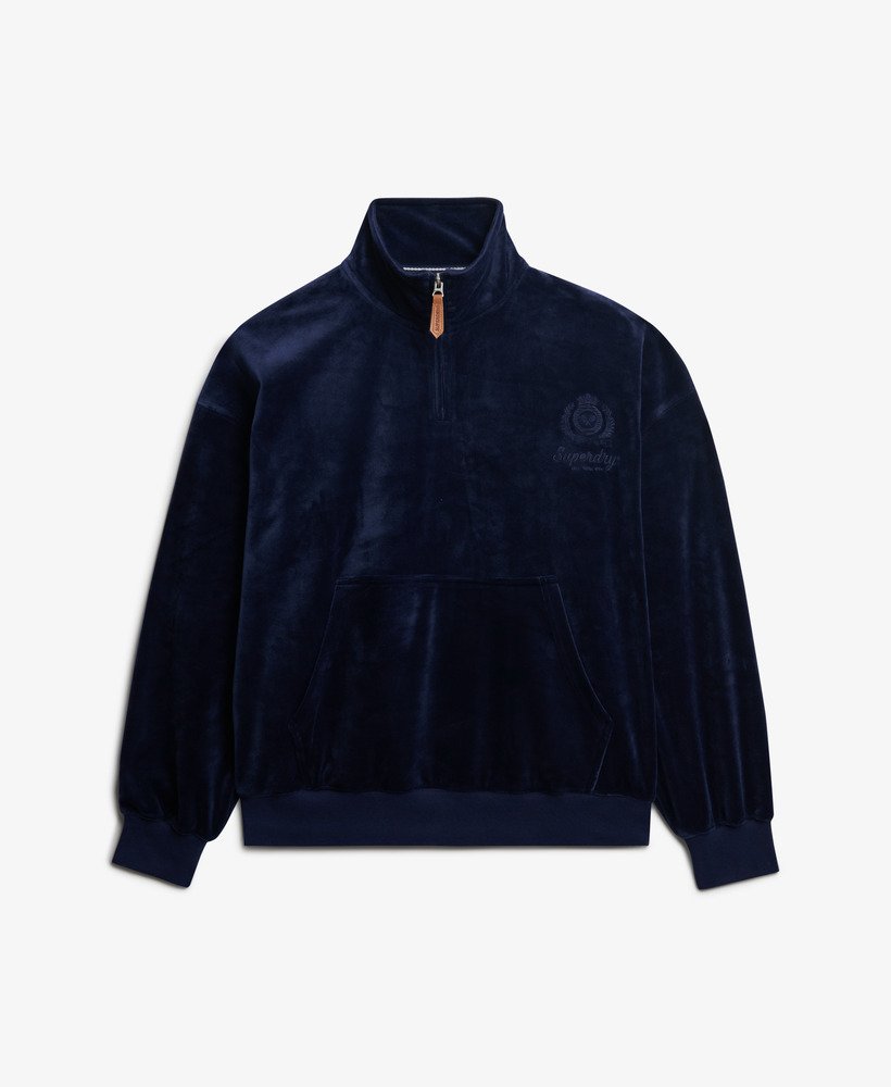 womens Country Club Velour Quarter Zip in RICH NAVY | Superdry UK