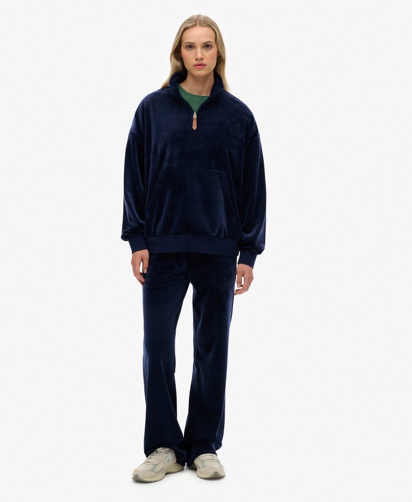 womens Country Club Velour Quarter Zip in RICH NAVY | Superdry UK