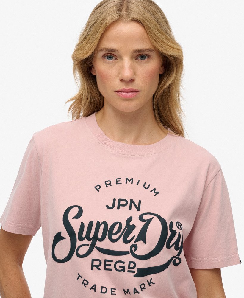 womens Premium Script Entry T-Shirt in SOFT PINK | Superdry UK