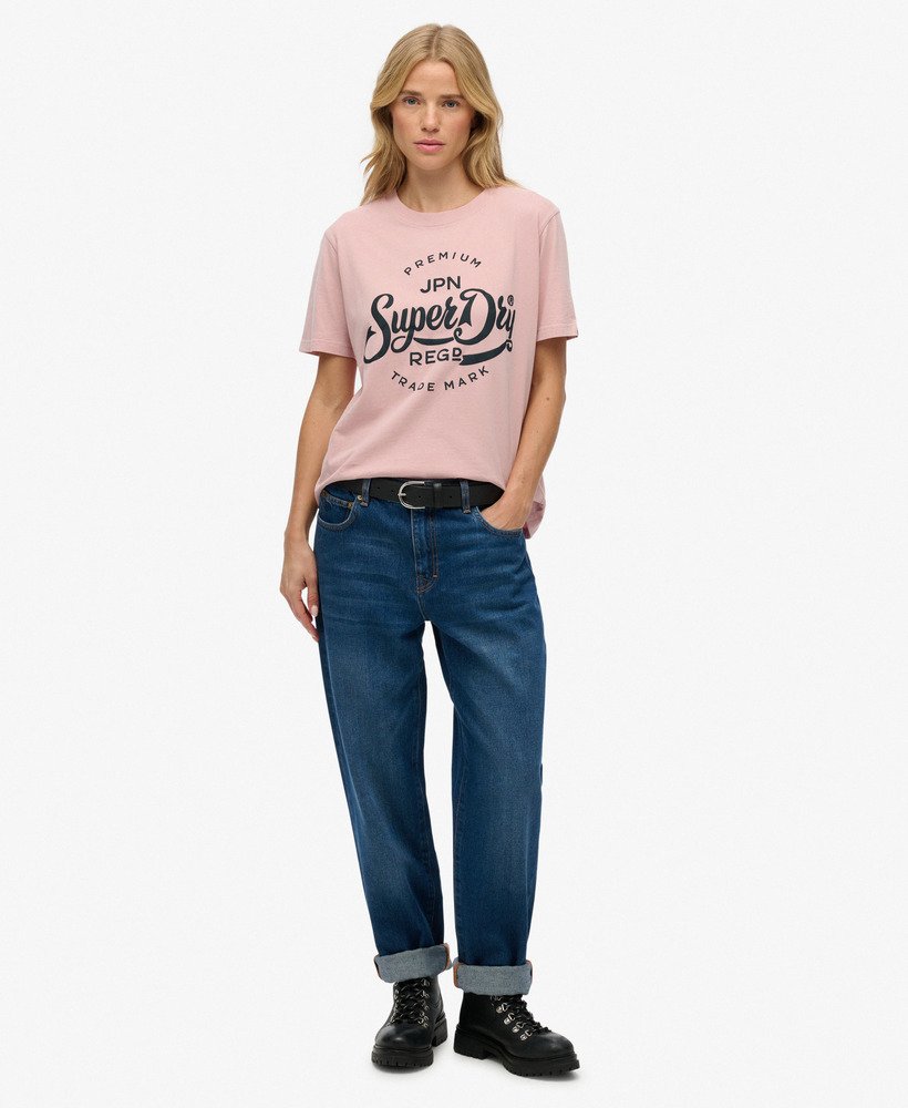 womens Premium Script Entry T-Shirt in SOFT PINK | Superdry UK