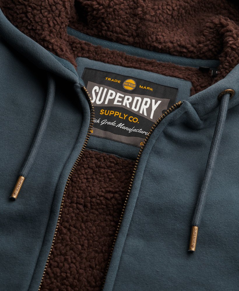 mens Borg Lined Zip Hoodie in Dark Graphite Grey | Superdry UK