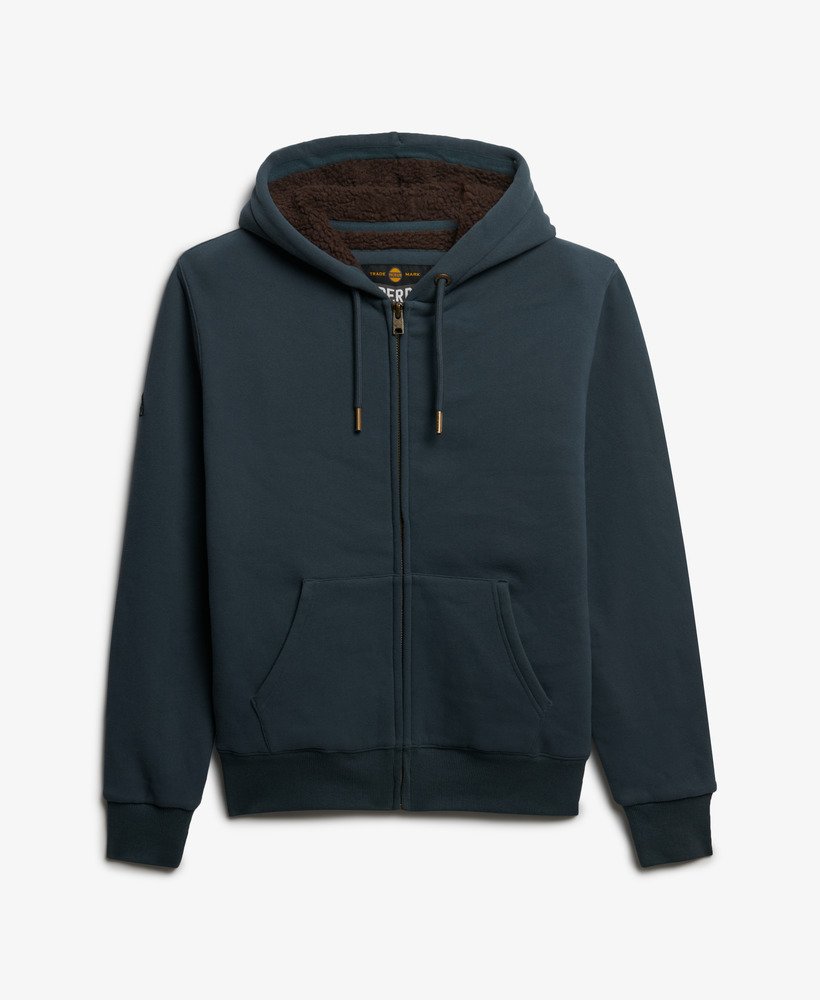 mens Borg Lined Zip Hoodie in Dark Graphite Grey | Superdry UK
