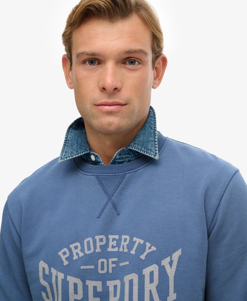 mens Athletic Essentials Crew Sweatshirt in Moonlight Blue | Superdry UK