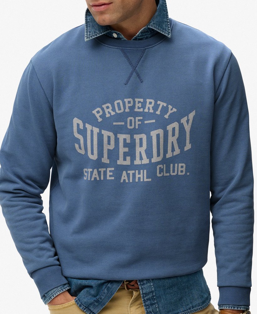 mens Athletic Essentials Crew Sweatshirt in Moonlight Blue | Superdry UK