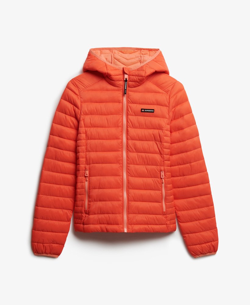 womens Hooded Fuji Lite Padded Jacket in HOT CORAL | Superdry UK