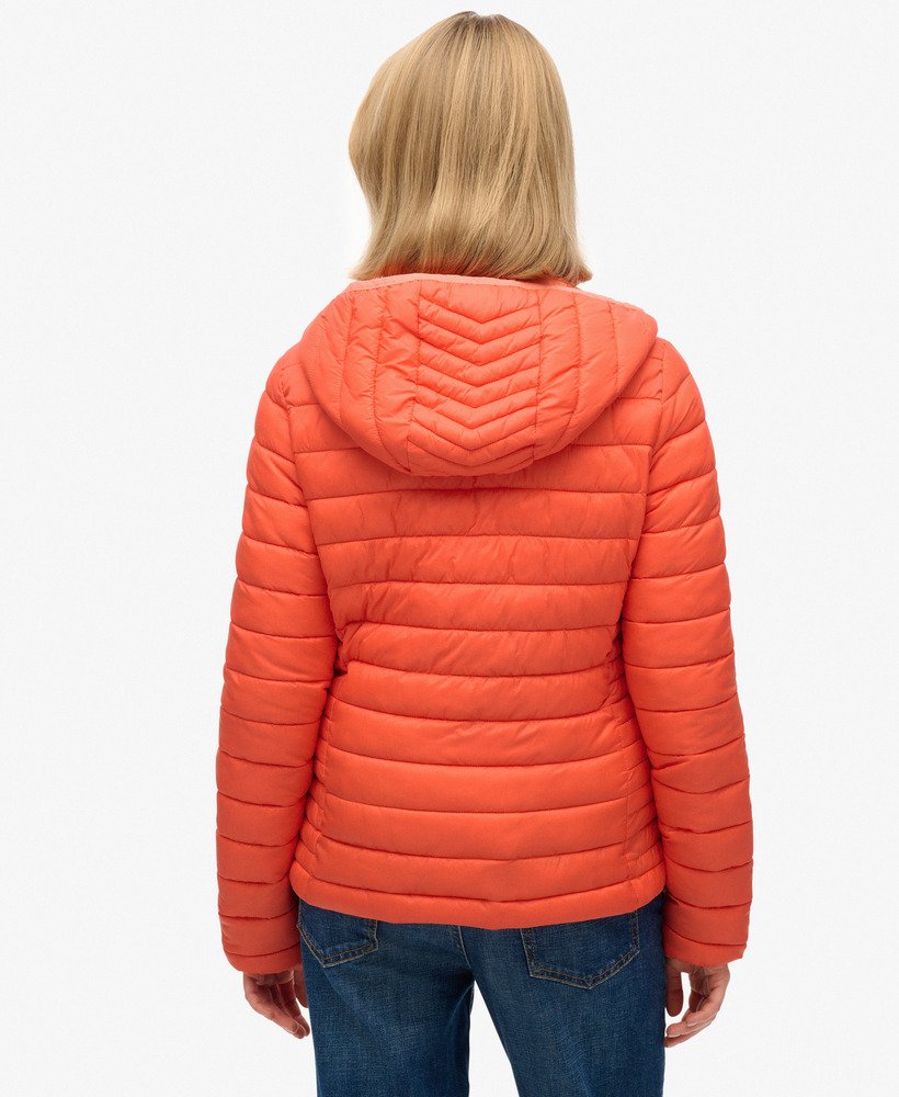 womens Hooded Fuji Lite Padded Jacket in HOT CORAL | Superdry UK