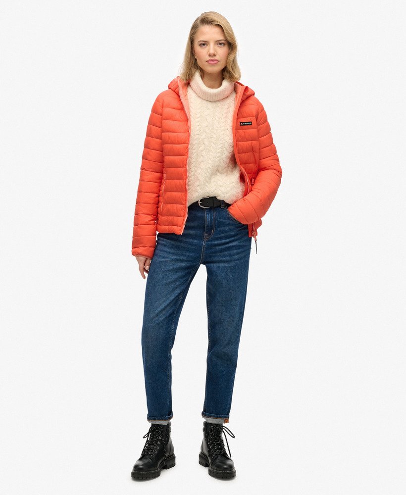 womens Hooded Fuji Lite Padded Jacket in HOT CORAL | Superdry UK