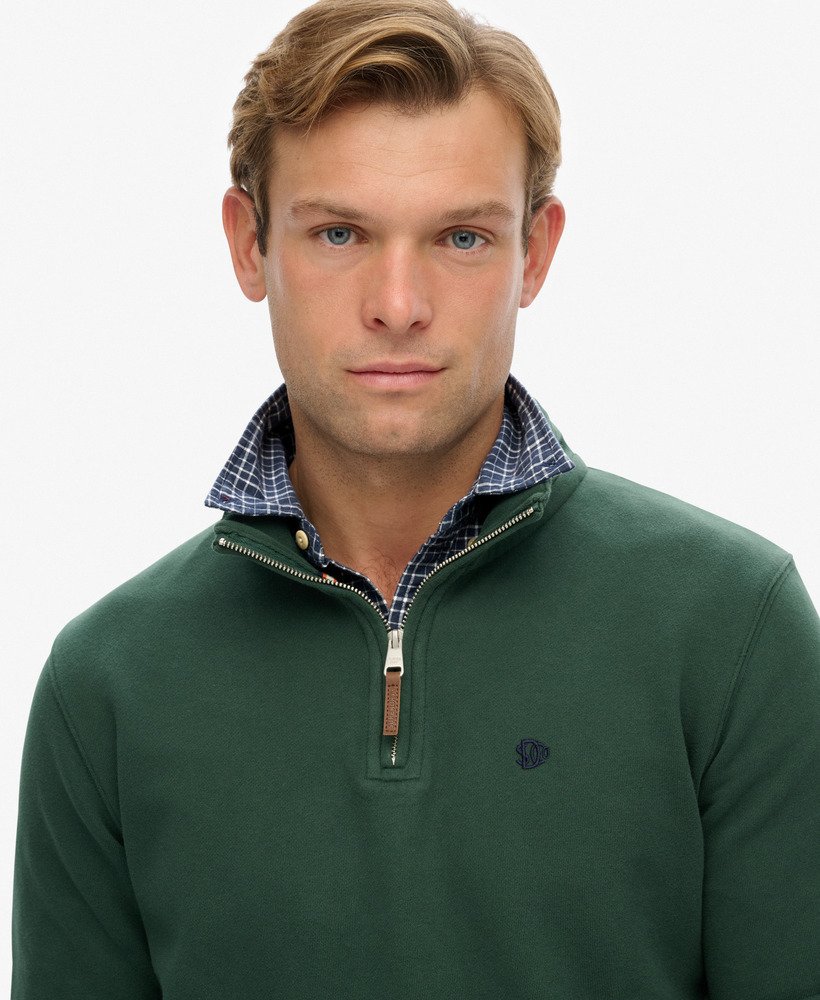mens Preppy Half Zip Jumper in ENAMEL GREEN | Superdry UK