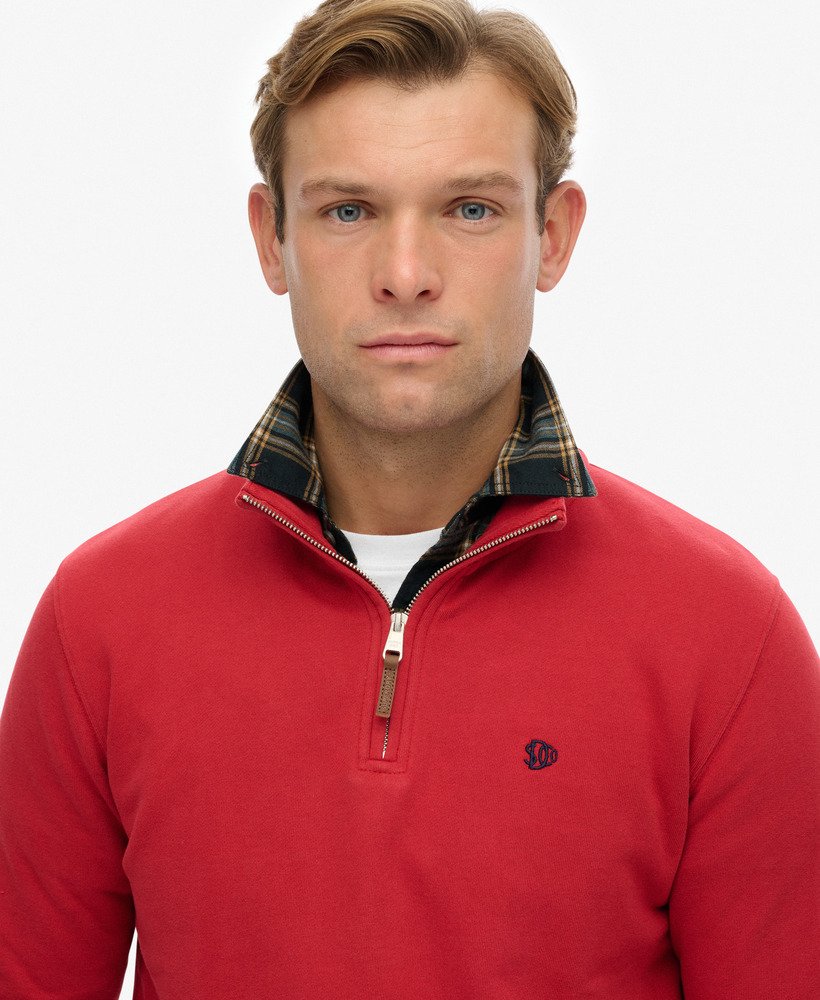 mens Preppy Half Zip Jumper in Expedition Red | Superdry UK