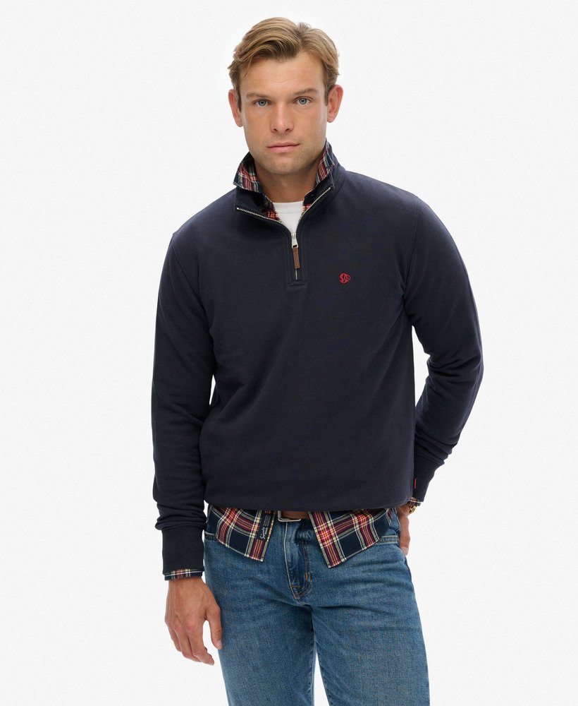 mens Preppy Half Zip Jumper in SUPER DARK NAVY | Superdry UK