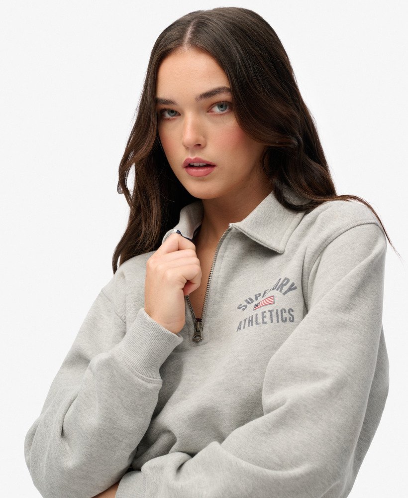 womens Athletic Collared Half Zip Jumper in GREY MARL | Superdry UK