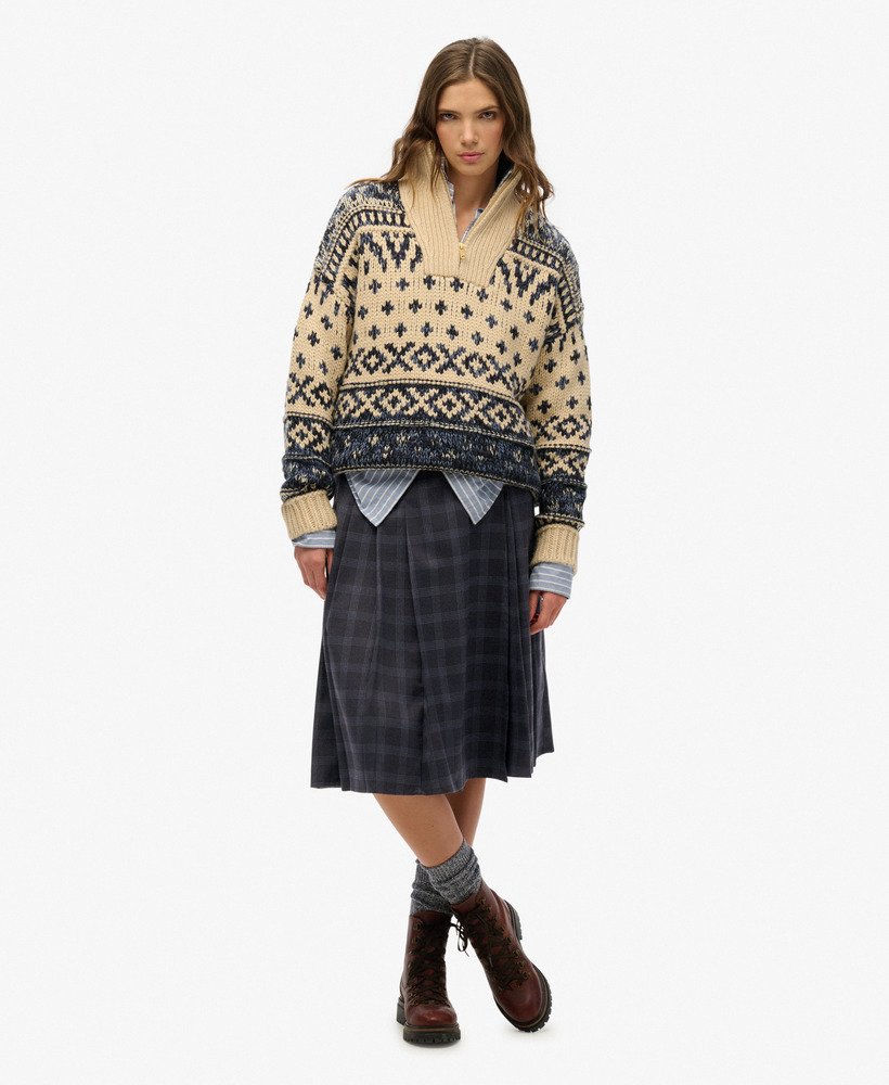 womens Check Pleated Midi Skirt in Charcoal Check | Superdry UK